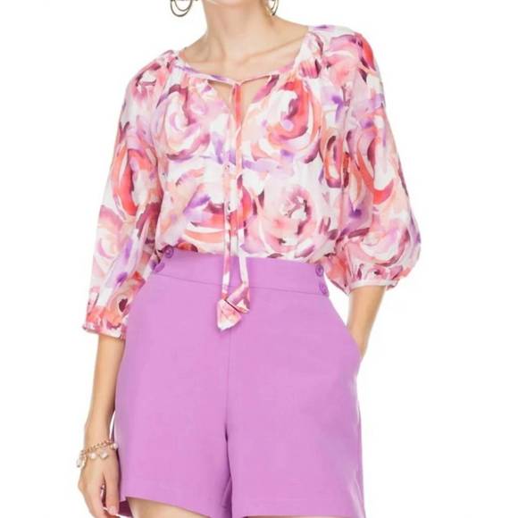 Jade | Tops | New Jade Peasant Blouse In Warm Strokes | Poshmark